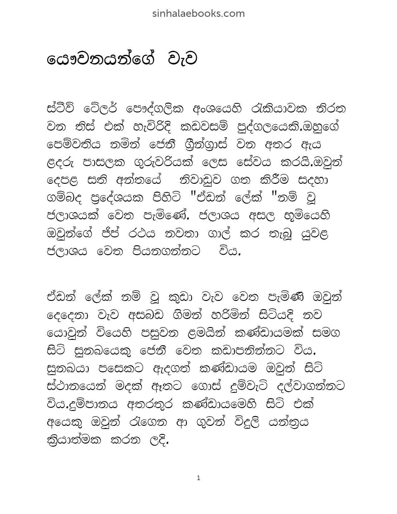 Yawwanayange Wawa – Dinuka Hirushan | Sinhala Novels