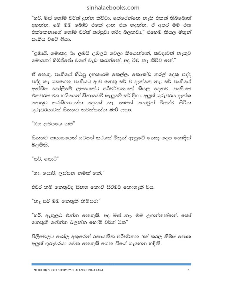 Nethuki – Chalani Gunasekara | Sinhala Novels